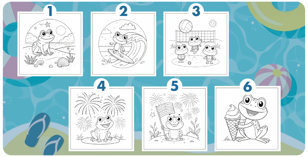 Summer Themed Coloring Pages - Big Frog